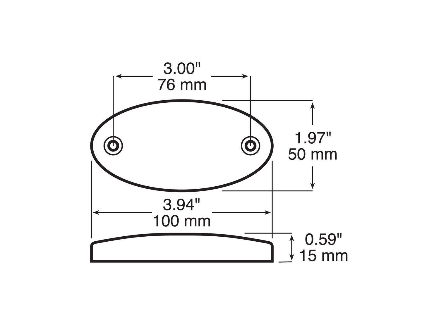 LED ECE Oval Side Marker/Outline Light w/Reflex; white w/AMP shroud ...