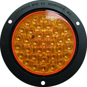 36-Diode 4 inch Round Strobe & Rear Turn Signal w/ Sync; amber, flange ...