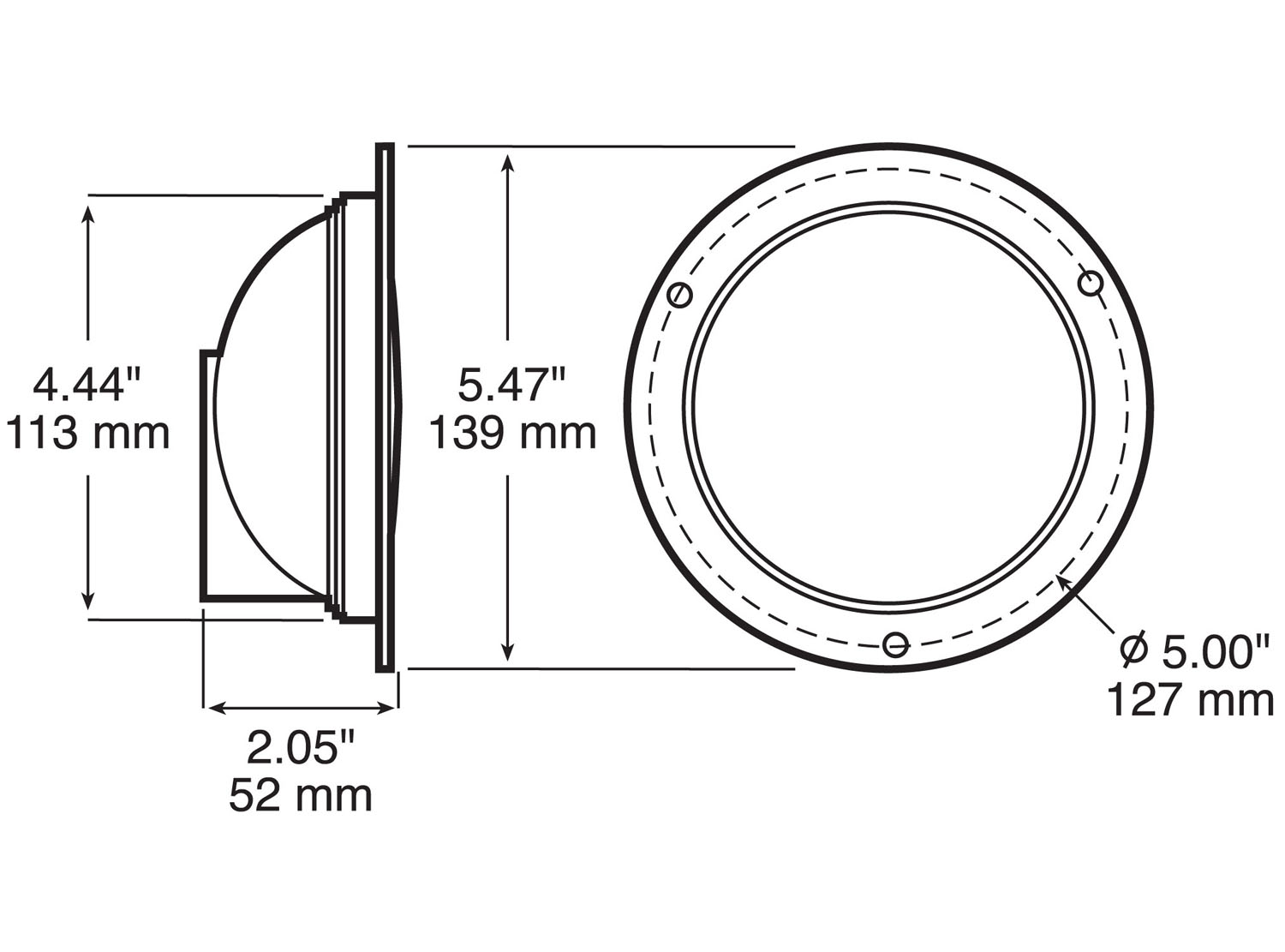 Sealed 4 inch Round Flange Mount Stop / Turn / Tail Light; flange mount ...